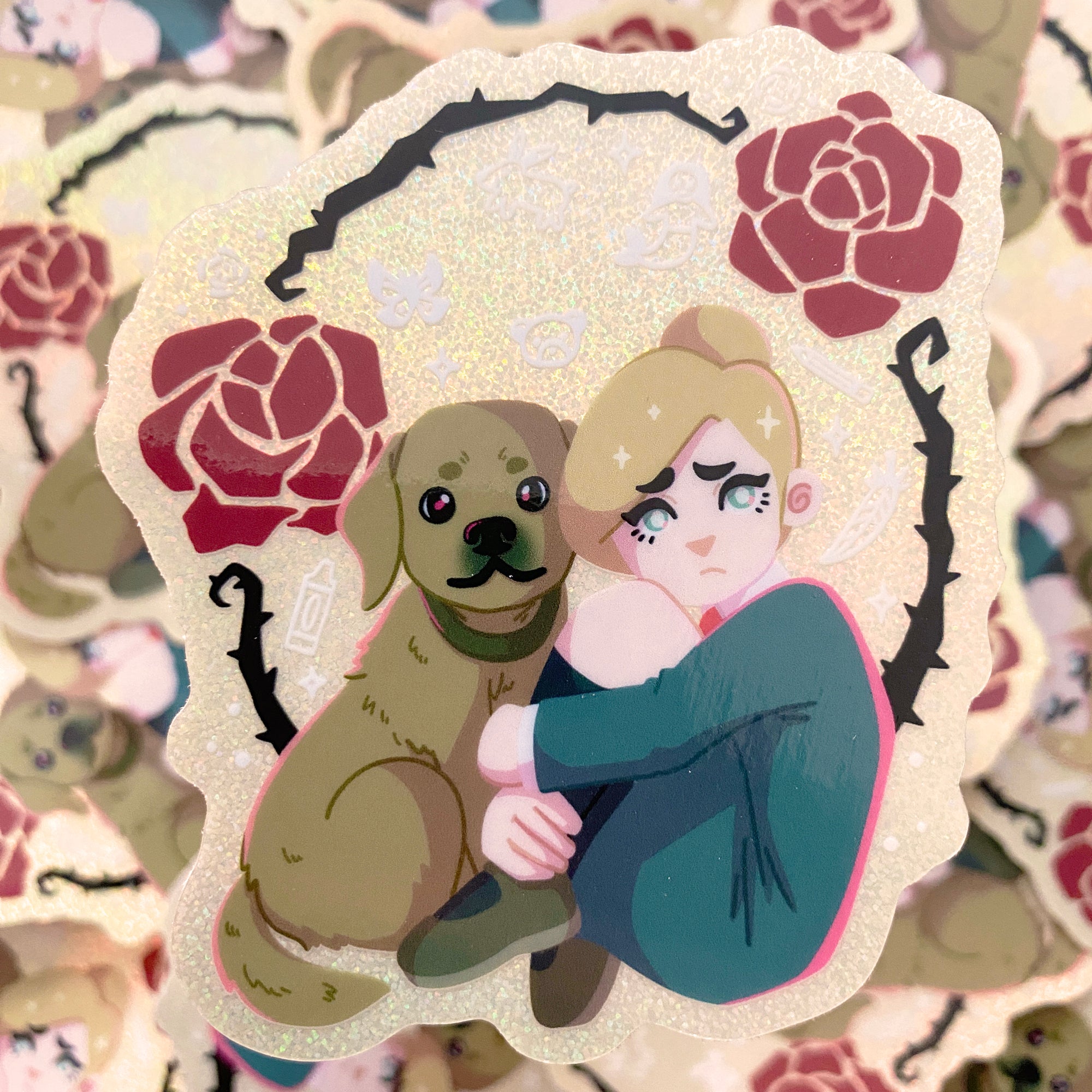 RULE OF ROSE - 3" holographic glitter sticker – GLITCHBAT