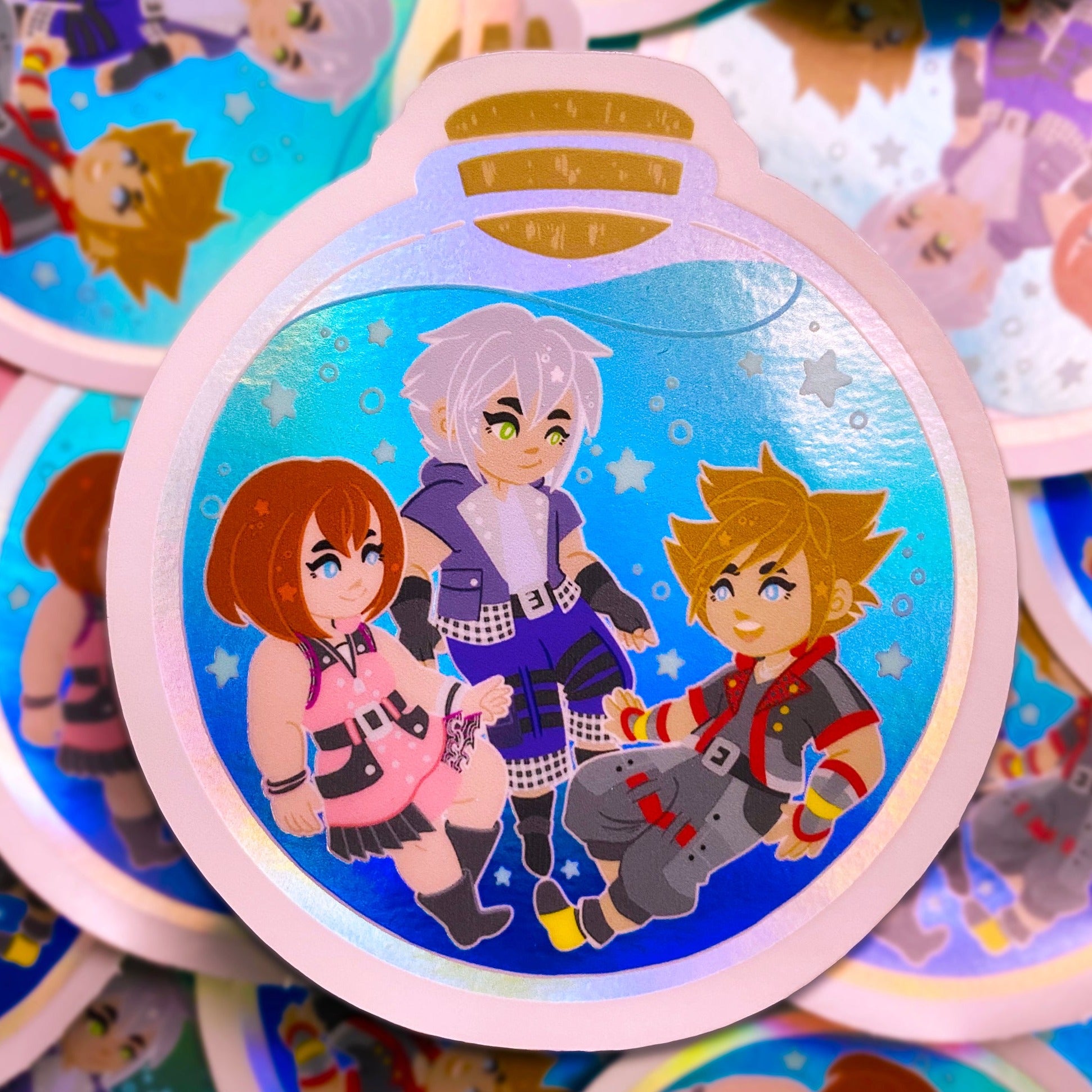 Kingdom Hearts DESTINY TRIO - 3" holographic sticker – GLITCHBAT